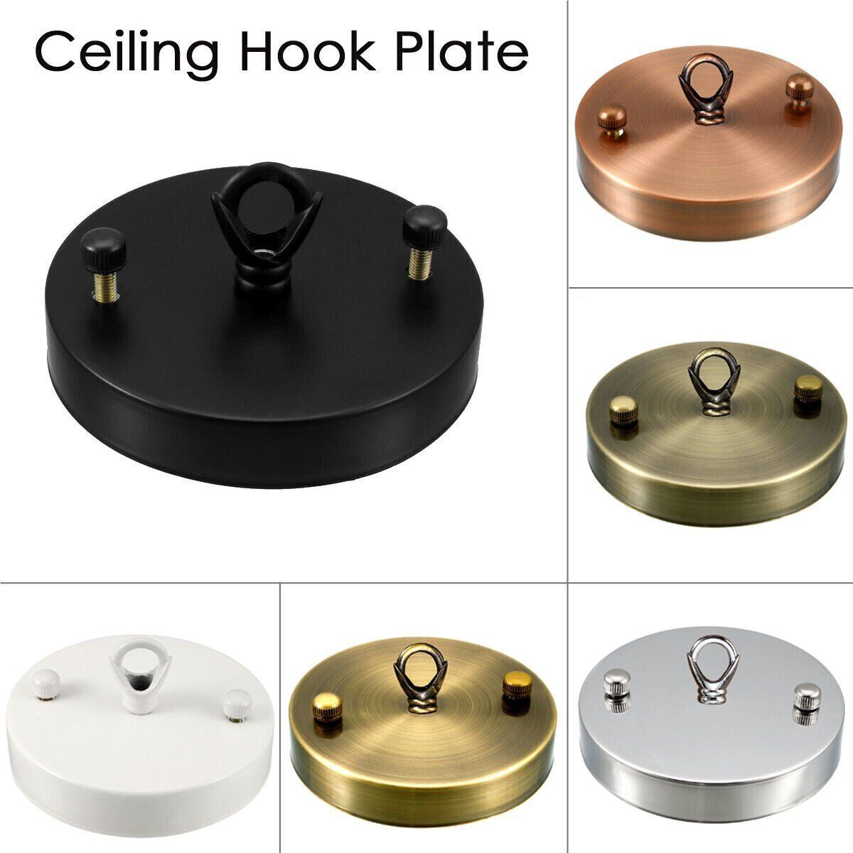 Curved Ceiling Pendant Rose 100mm Light Fitting, Hook, Choose Colour ...