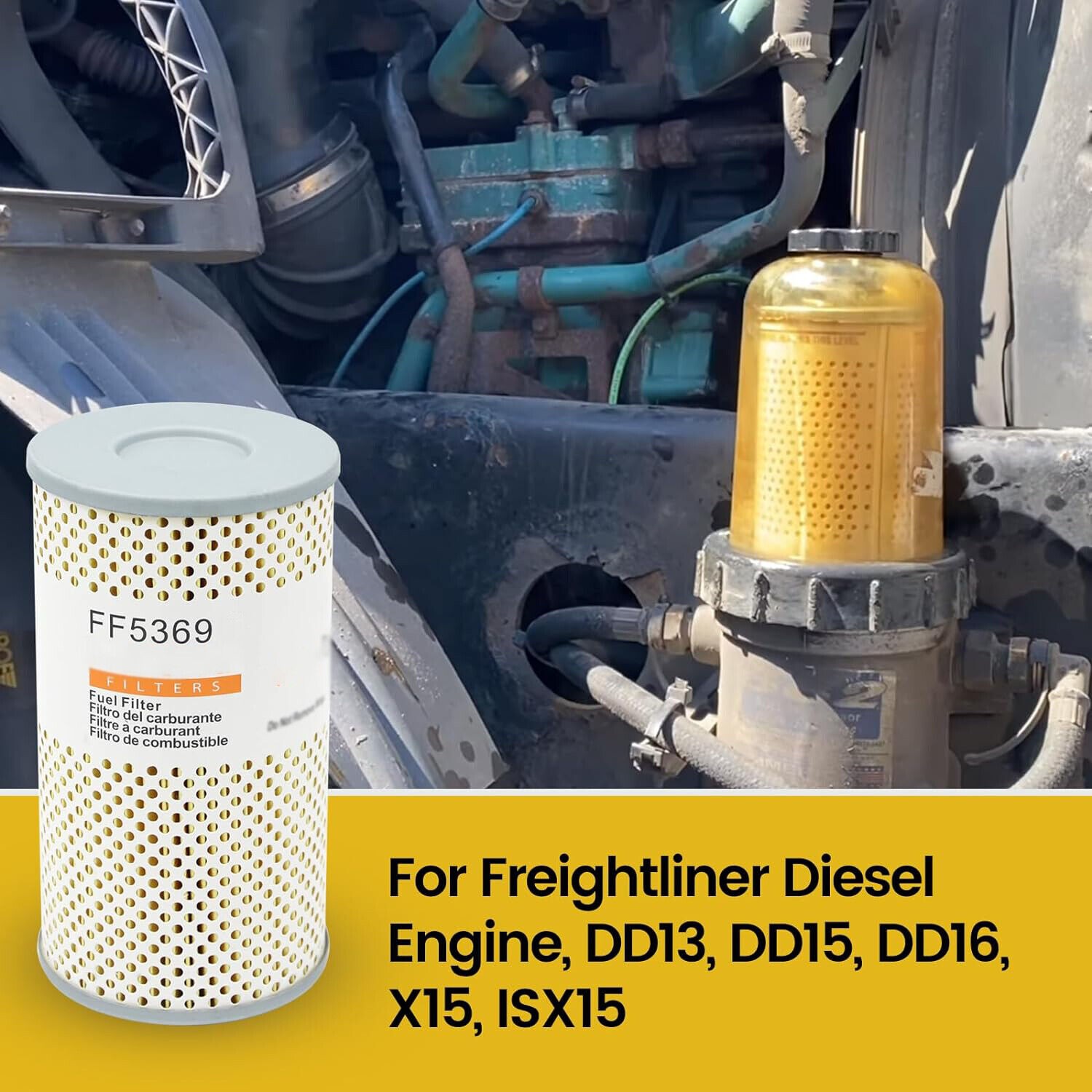 2X FF5369W Fuel Filter Fit Cummins Detroit Diesel FF5369 PF7744 P550463 ...