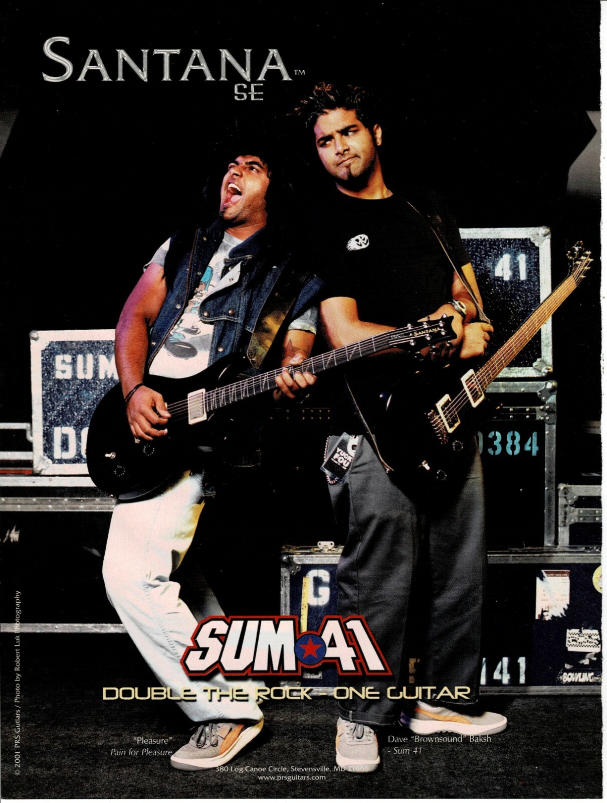 SUM 41- DAVE BAKSH - PRS Guitars - SANTANA SE - 2002 Print Ad | eBay