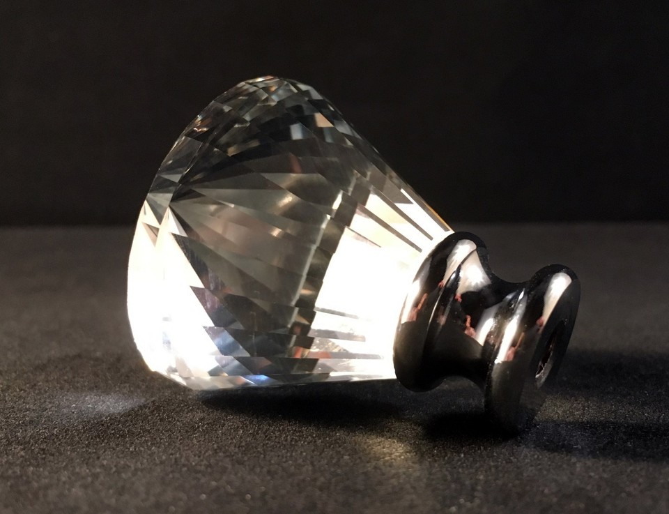LAMP FINIAL-CLEAR OPTIC CRYSTAL LAMP FINIALS-CHROME/SATIN BRASS BASES ...
