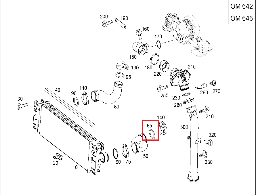 NEW GENUINE MERCEDES BENZ OM642 INTERCOOLER PIPE SEAL A0289974548 ...