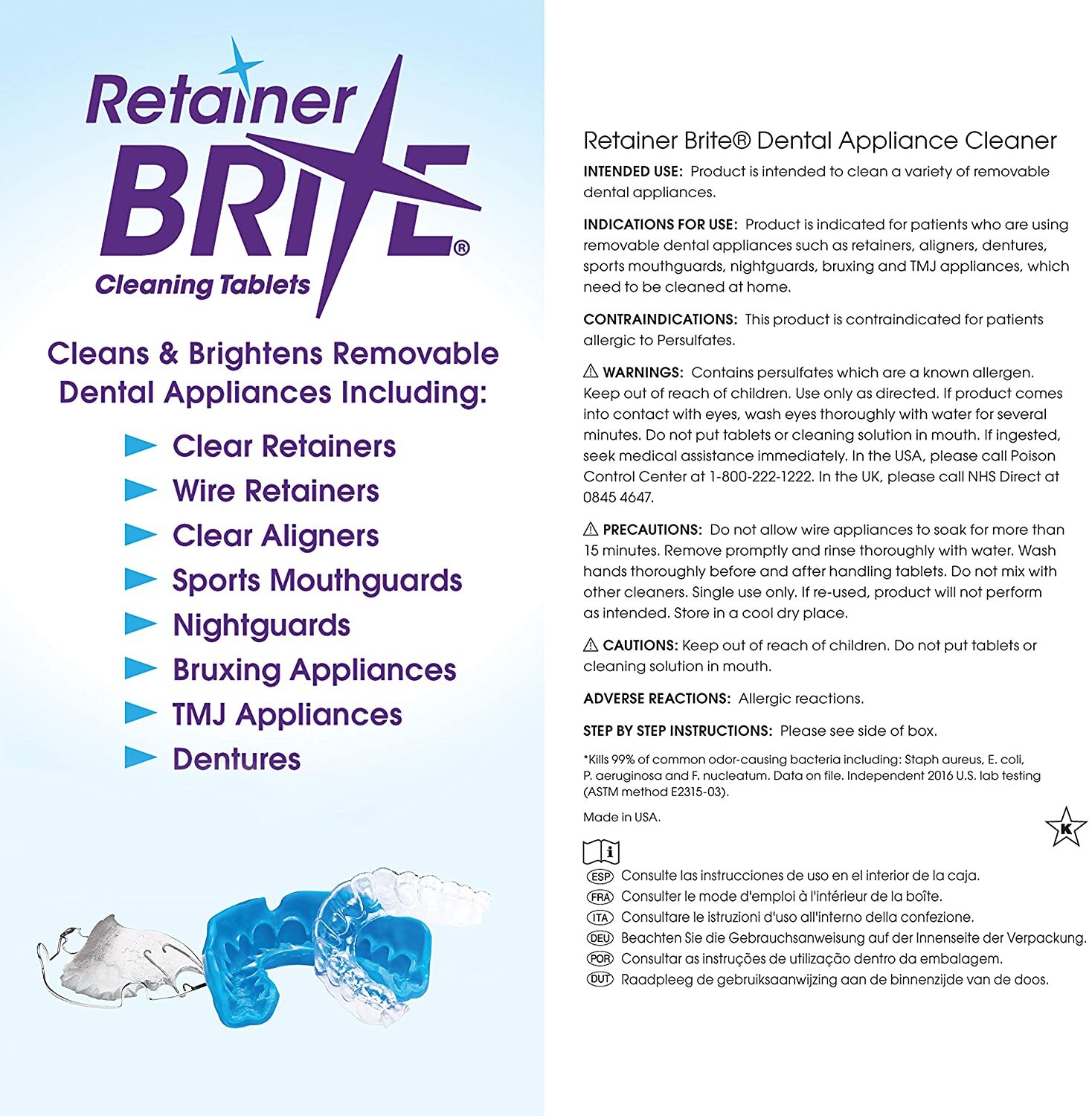 Retainer Brite Cleaning tablets (Unboxed) for removable Dental ...