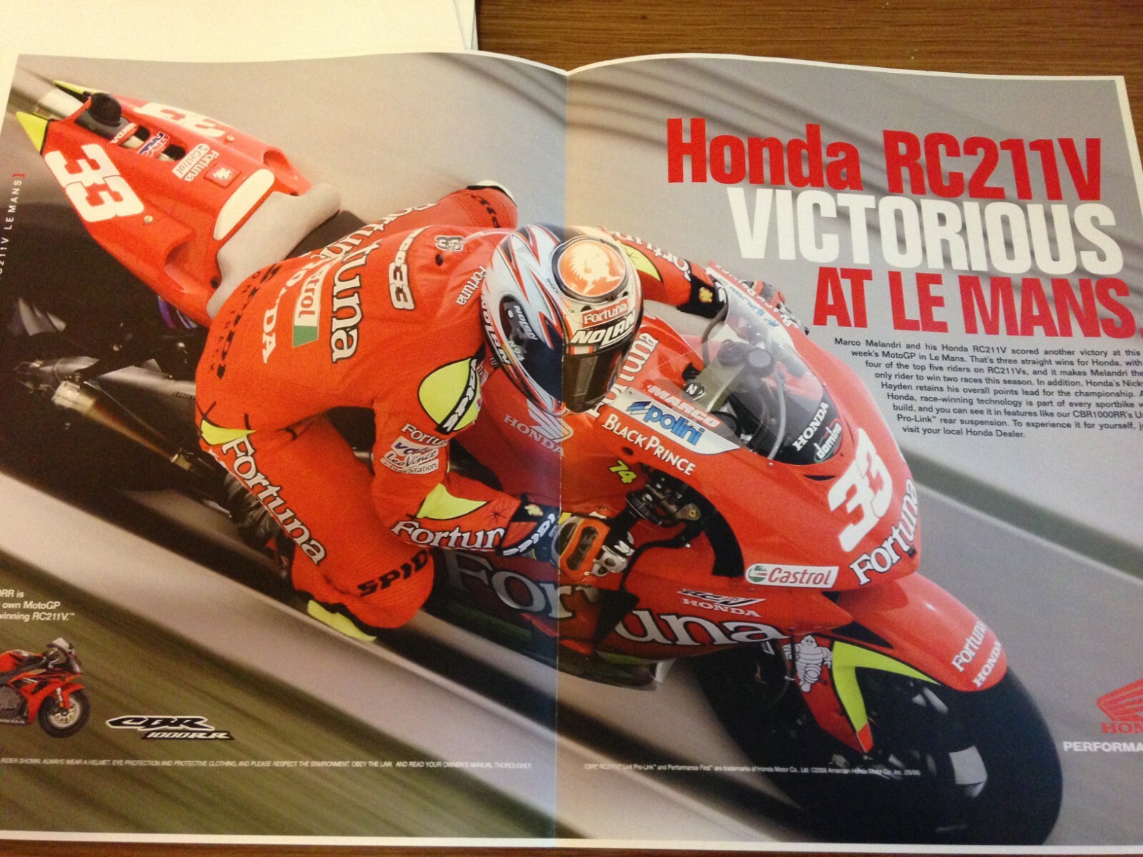Honda Racing Poster Honda RC211V Victorious at Le Mans | eBay