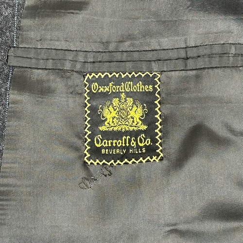 OXXFORD 100% Flannel Wool Super 120's Gray Light Blue Stripe Suit 48 L ...