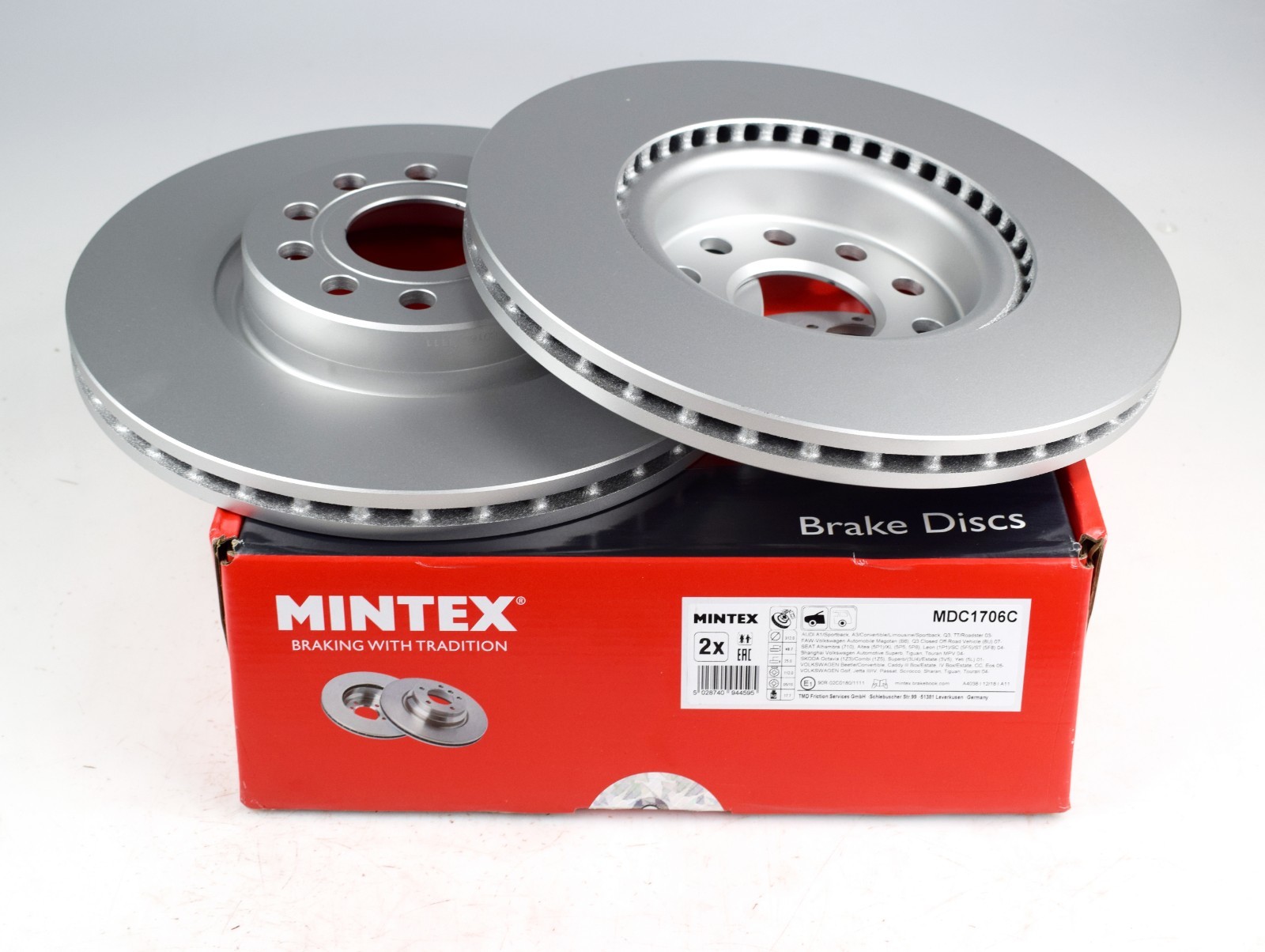 2X MINTEX DISC BRAKE FRONT AUDI A1 A3 Q2 Q3 TT SEAT SKODA OCTAVIA ...