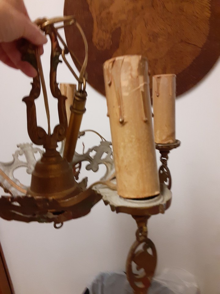 Antique Art Deco Art Nouveau Chandelier Fixture 5 light Light missing ...