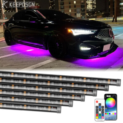 6x RGB Underglow Light Strips LED Neon Million RGB Color Chasing For ...