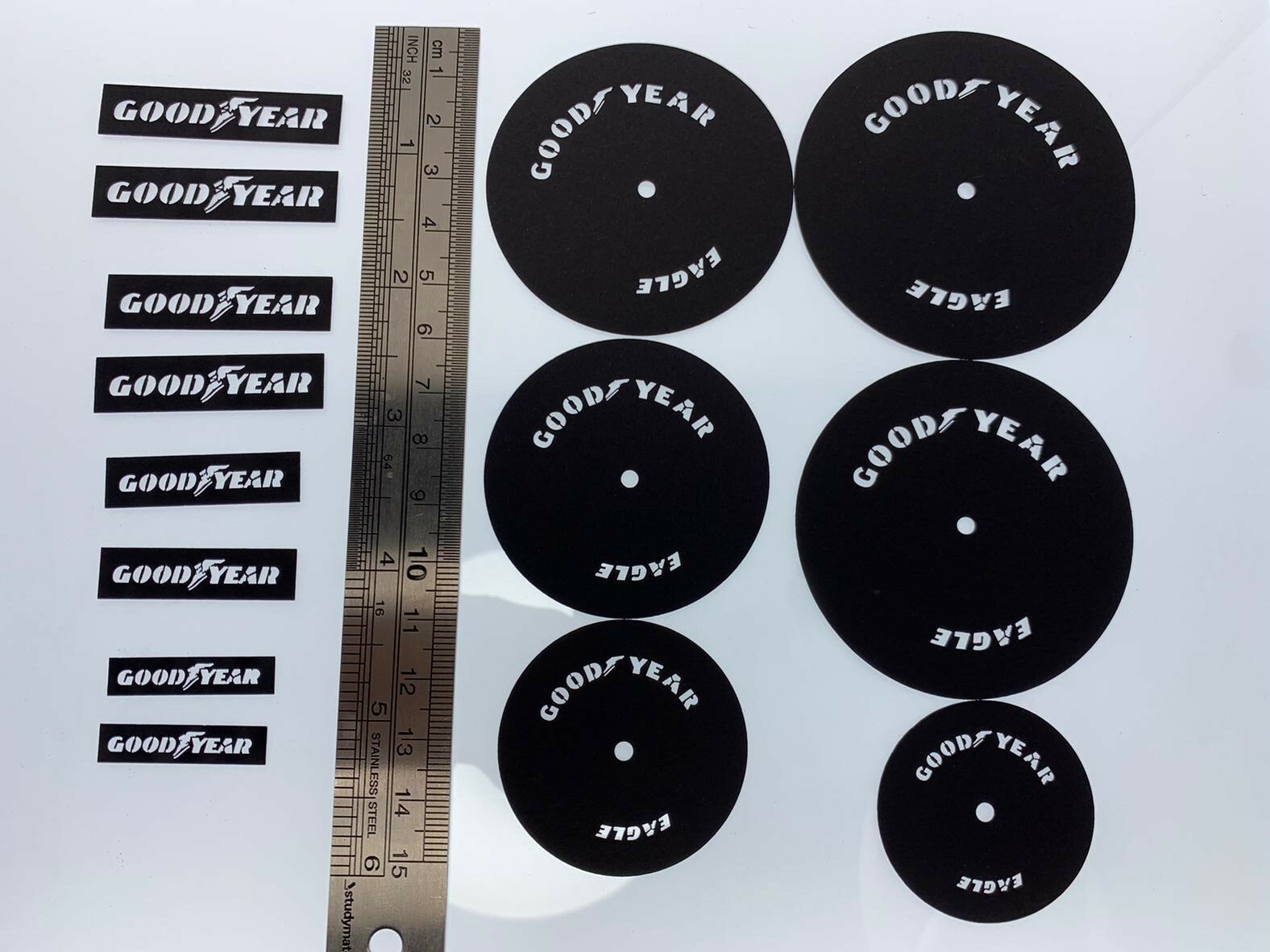 1/12 1/16 1/18 Goodyear Tyre Tire Stencils Templates Various Tamiya MFH ...