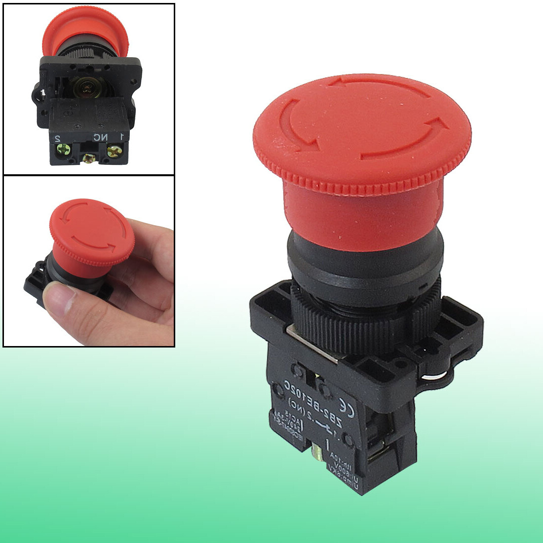 22mm NC N/C Red Mushroom Emergency Stop Push Button Switch 600V 10A ...