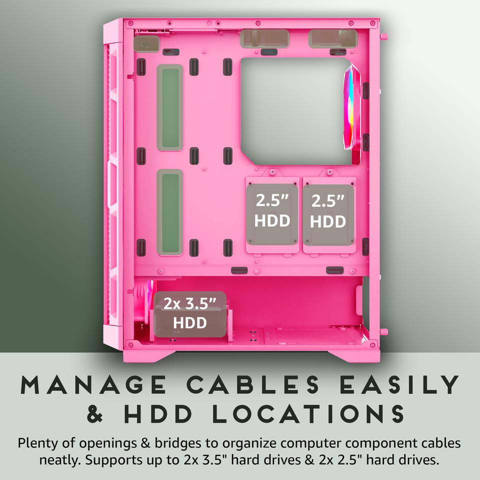 APEVIA Hydra HYDRA-PK Metal ATX Mid Tower Chassis Case w/ 1x TG Window ...