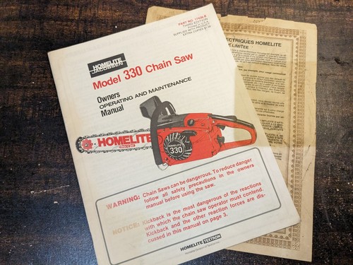 Homelite Model 330 Chain Saw Owners Operators & Maintenance Manual | eBay