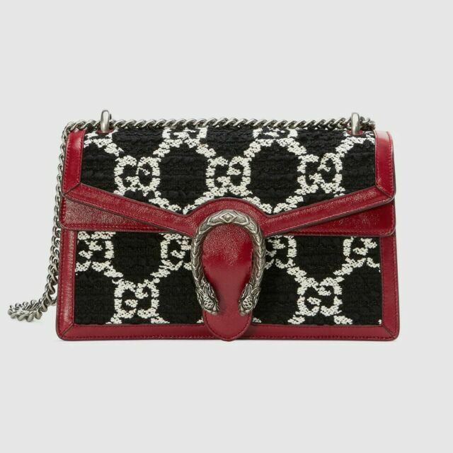 Gucci Dionysus GG Shoulder Bag Super Mini Black/Red/White Leather/Tweed ...