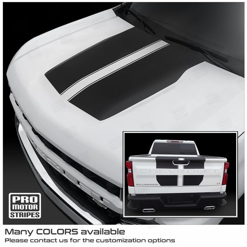 Chevrolet Silverado 2019-2023 Hood and Tailgate Stripes Decals (Choose ...