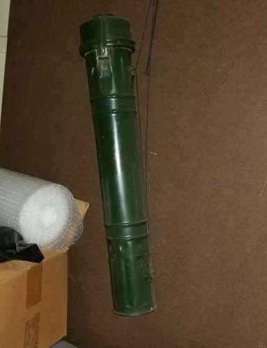 VIETNAM CONG COMMUNIST ARMY METAL MAP CASE, ORDNANCE TUBE w/ LATCH, 2 ...