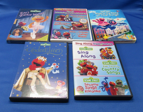 Lot of 5 Sesame Street DVD's ELMO Zoe Grover | eBay