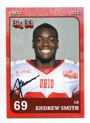 ANDREW SMITH 2011 Big 33 High School card AUTO Autograph NORTHWESTERN ...