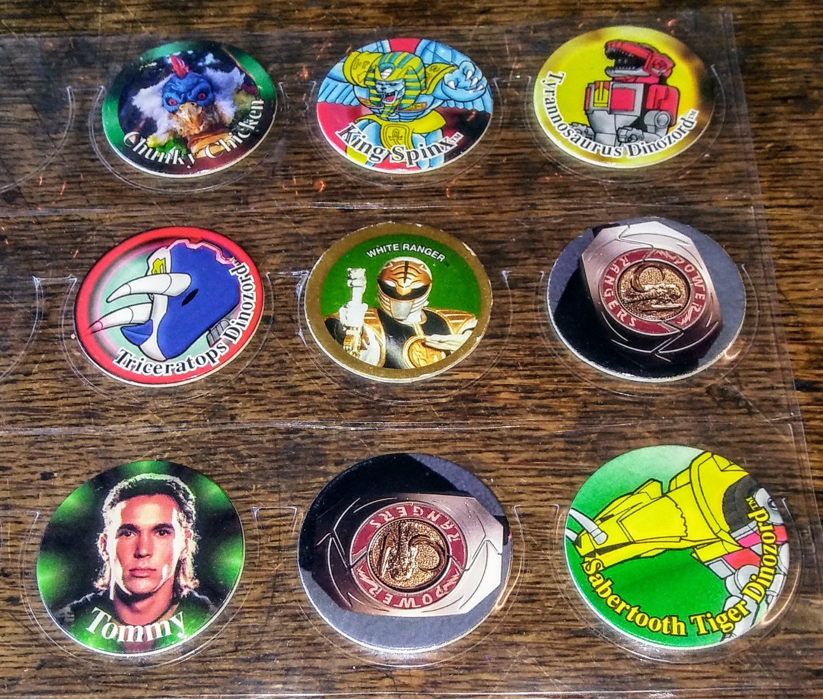 9 RARE 1994 POGS MIGHTY MORPHIN POWER RANGERS 8 POWER CAPS & 1 MCDONALD ...