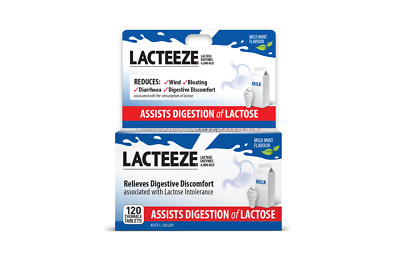 Lacteeze 120 Chewable Tablets Extra Strength Lactase Enzyme *Enjoy ...