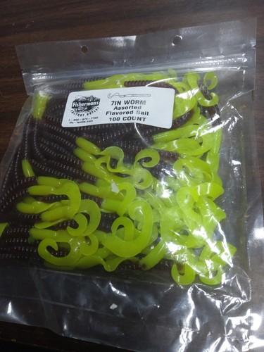 7" Plastic Worms 100ct Brown CHARTREUSE | eBay