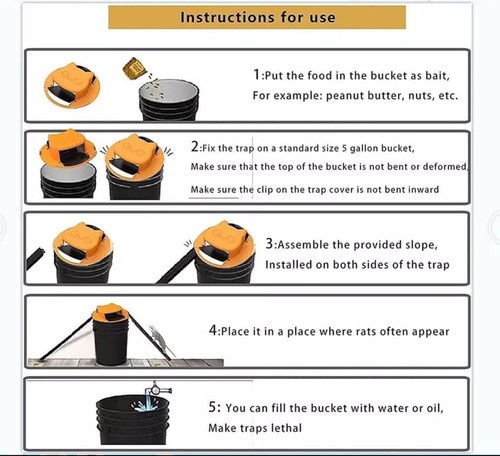 2Pack Black Slide Bucket Lid Mouse Rat Trap Bucket Mousetrap Catcher US ...