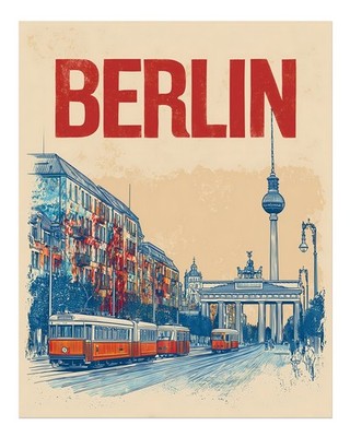 Berlin Cityscape Wall Art Urban Vintage Style Print Urban Scene W ...