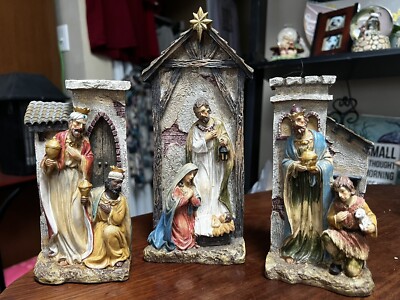 Tii Collections 3 Piece Resin Nativity Handcrafted. Christmas Religious ...