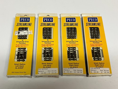 Lot of 4 ** PECO Streamline Turnouts left and right N-Scale (NEW) | eBay