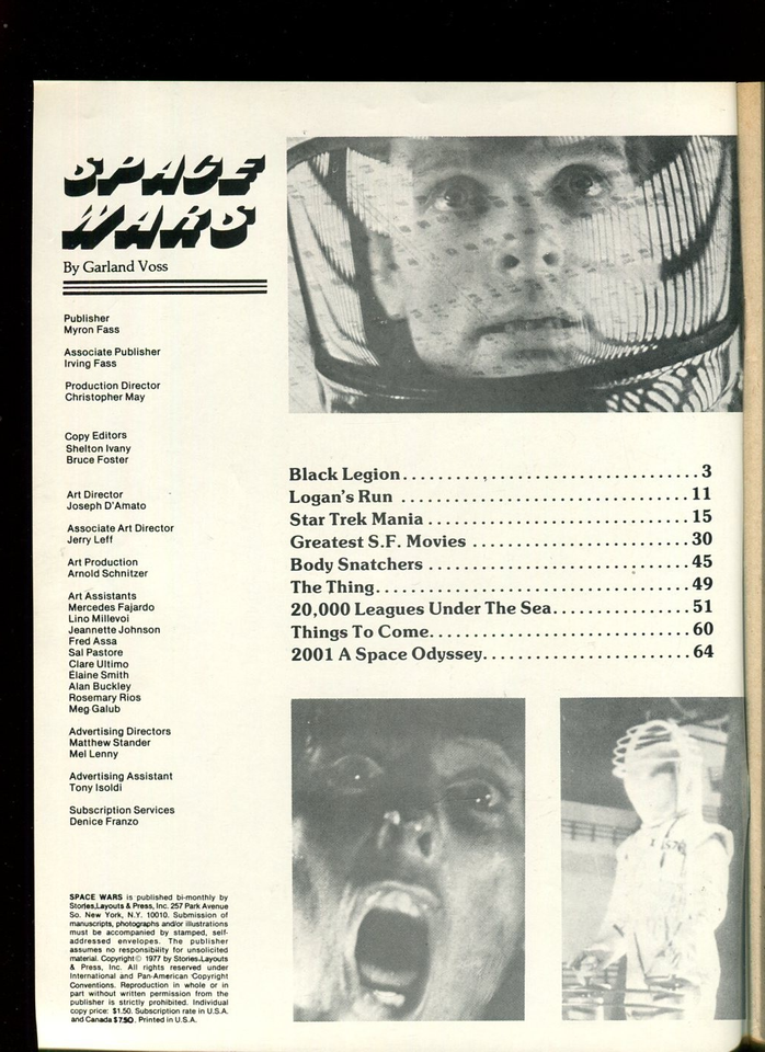 Space Wars Magazine Sci-Fi & Fantasy Dec. 1977 Myron Fass, Gene Day ...