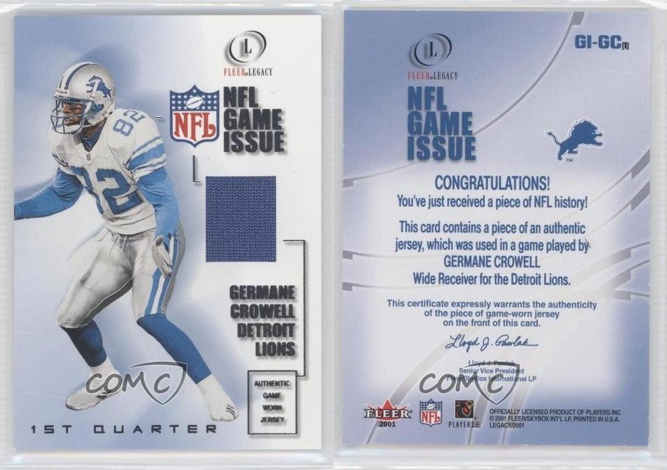 2001 Fleer Legacy Game Issue 1st Quarter Germane Crowell #GI-GC 0f8 | eBay