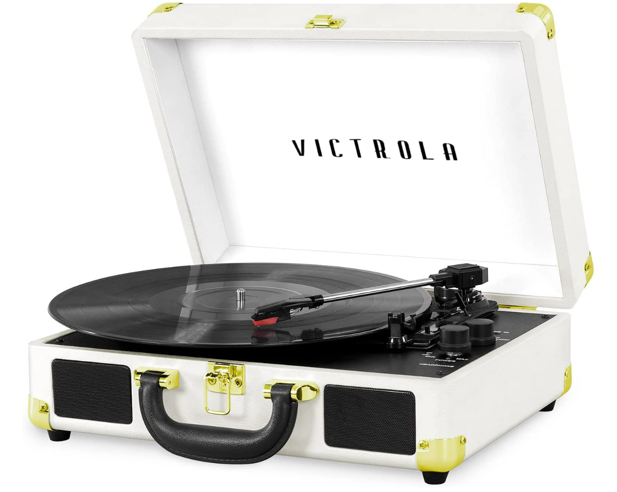 White Portable Suitcase Record Player Bluetooth Vinyl Record Player ...