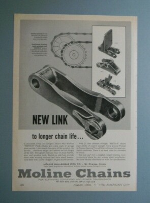1965 MOLINE CHAINS "...LINK TO LONGER CHAIN LIFE..." SALES ART AD | eBay