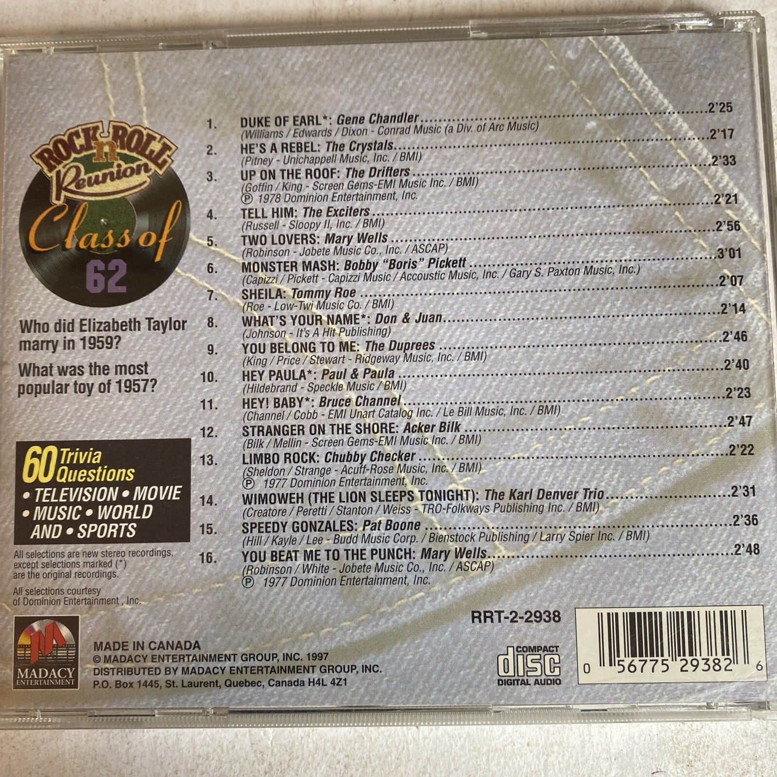 Rock & Roll Reunion: Class of 62 Audio CD - VGC+ - ZZZ 56775293826| eBay