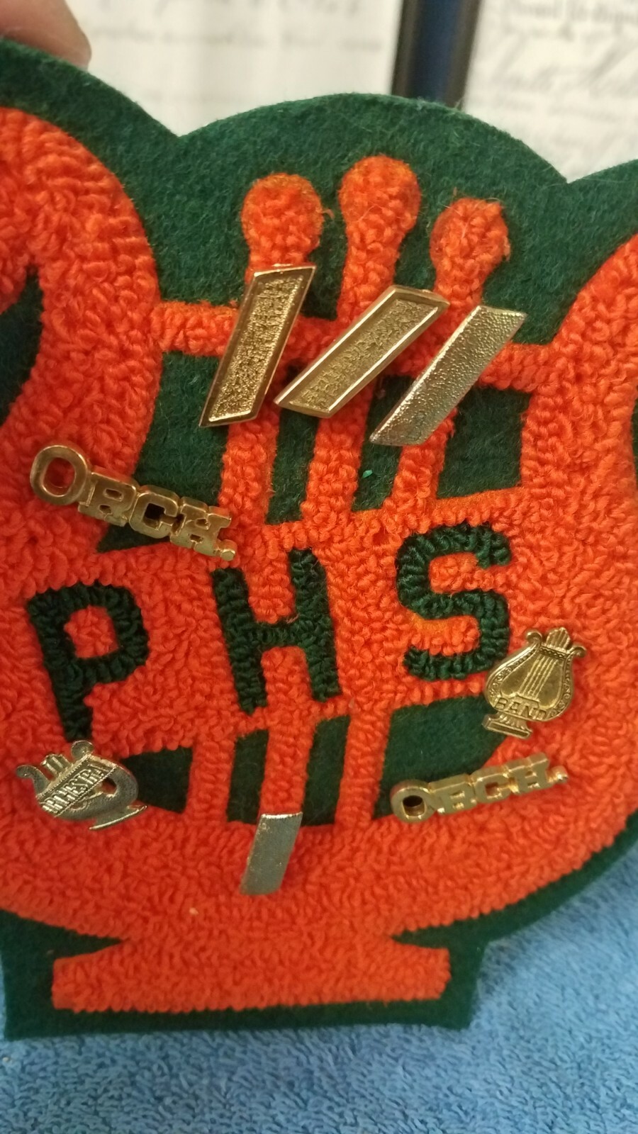 Vintage PHS High School Music Band Letterman Jacket Patch Green Orange ...