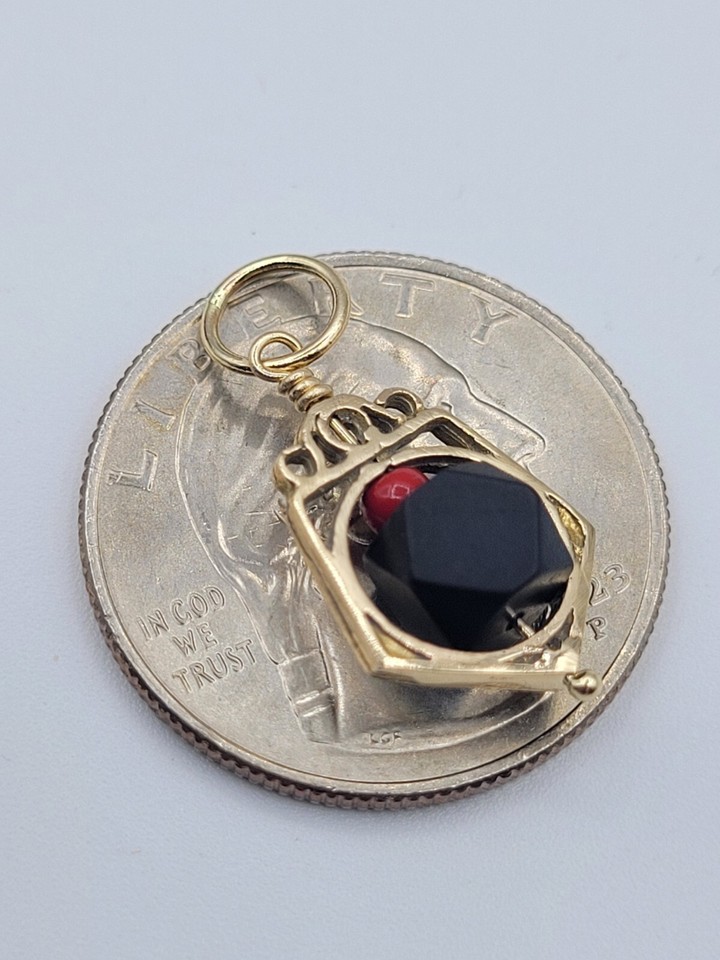 Vintage 14K Genuine Azabache Jet 6mm Bead Pentagon Shape Pendant | eBay