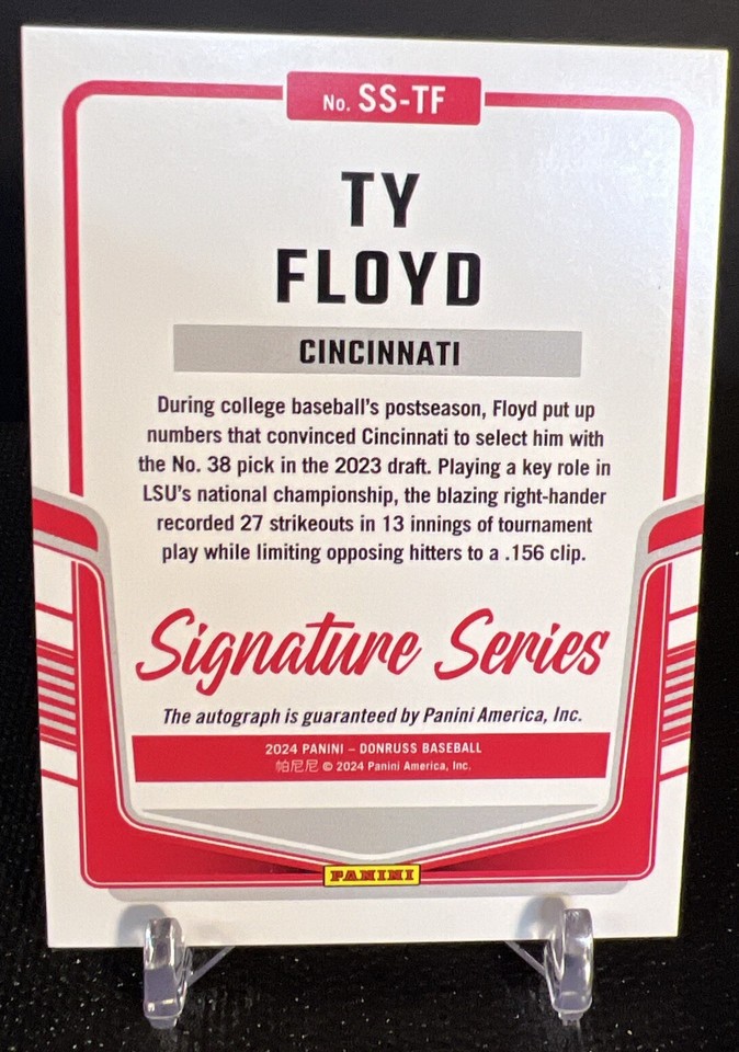 2024 Panini Donruss TY FLOYD Auto “Signature Series”- Reds RC #SS-TF | eBay
