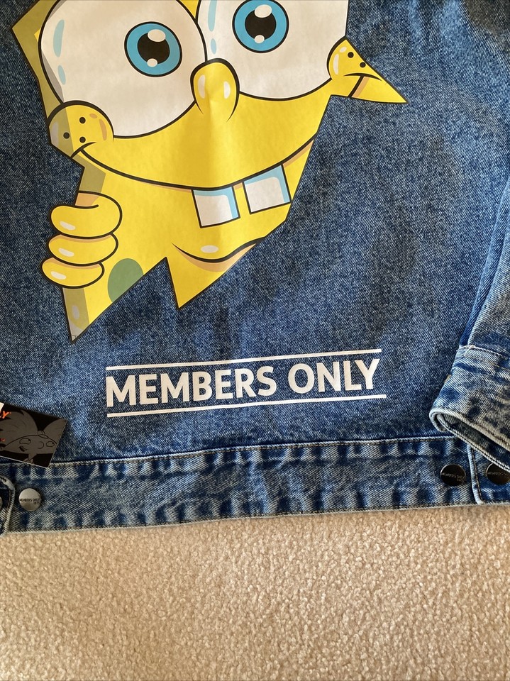 Members Only Nickelodeon SpongeBob Denim Jean Jacket Mens Size Large ...