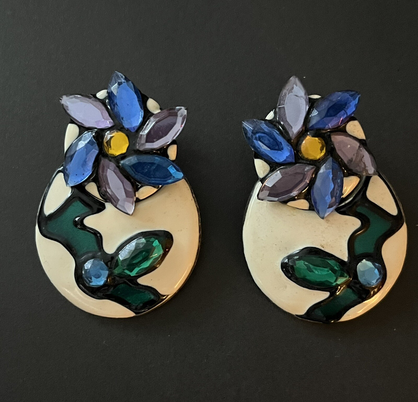 Vintage LaRage 1980’s Faux Stained Glass Enamel Pierc… - Gem