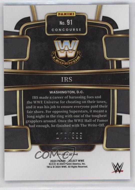 2024 Panini Select WWE Concourse Black & Blue Prizm 170/399 IRS #91 g1s ...