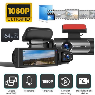 Dash Cam1080P Dual Lens Front/Inside DVR Recorder Camera HD Night ...