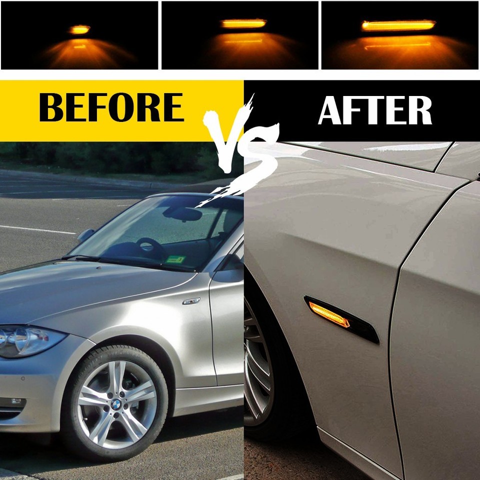 Smoked LED Side Marker Fender Light Sequential Turn Signal for Lamp BMW ...