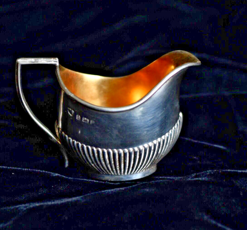 1903 Birmingham England Sterling Silver Creamer Ribbed Pattern Gold ...