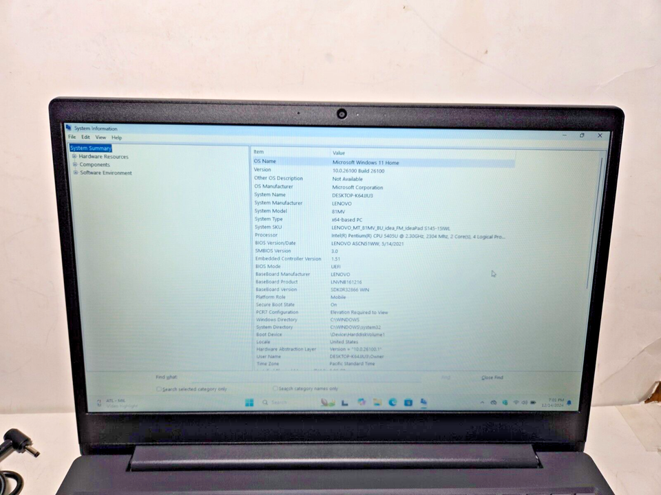Lenovo IdeaPad S145-15IWL 15.6" Intel Pentium 5405U 2.30GHz 8GB RAM ...