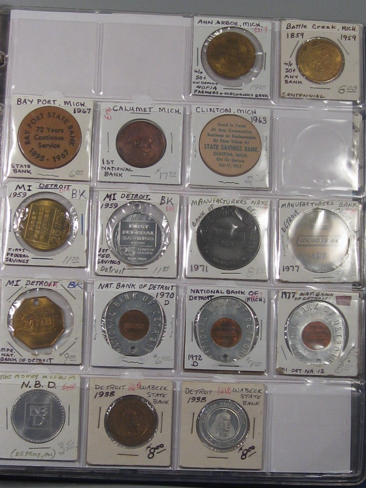 Bank Token Collection 63 Vintage Tokens 1914 to 1970's Most/All ...