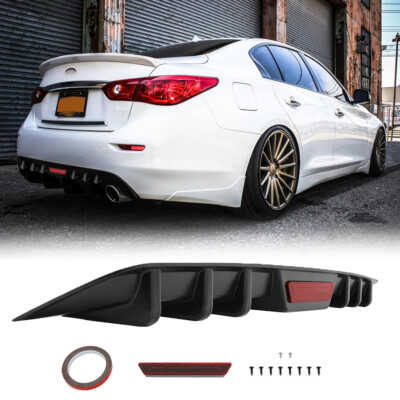 Glossy Black Rear Bumper Diffuser Fins Spoiler Lip Splitter For ...