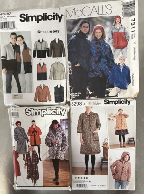 Lot Of 4 Vtg Simplicity/McCall’s Jacket/robe Patterns Men And Womens ...