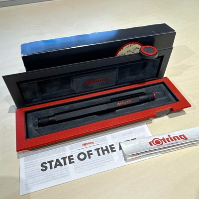 rotring 600 Fountain Pen F Nib Black w/ Case & Manual Unused Vintage ...