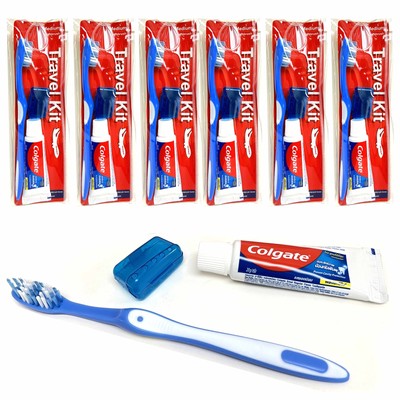 6 Pack Travel Set Toothbrush Colgate Toothpaste .71oz Kit Portable ...