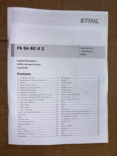 FS 56RC, 56 RC, FS56 E Z Start Stihl Trimmer Illustrated Parts List ...