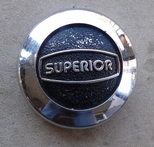 vintage SUPERIOR Wheel Chrome and Black Center Cap Car Truck 3" Hubcap ...