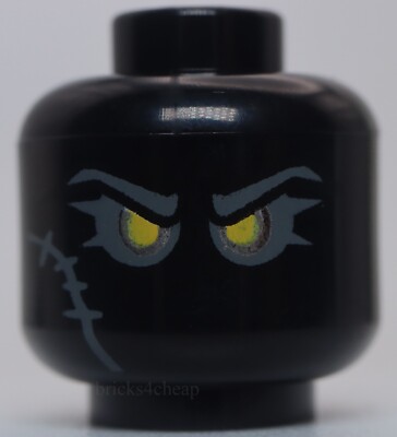 Lego Black Head Eye Shadow and Scar Yellow Eyes Silver Out | eBay